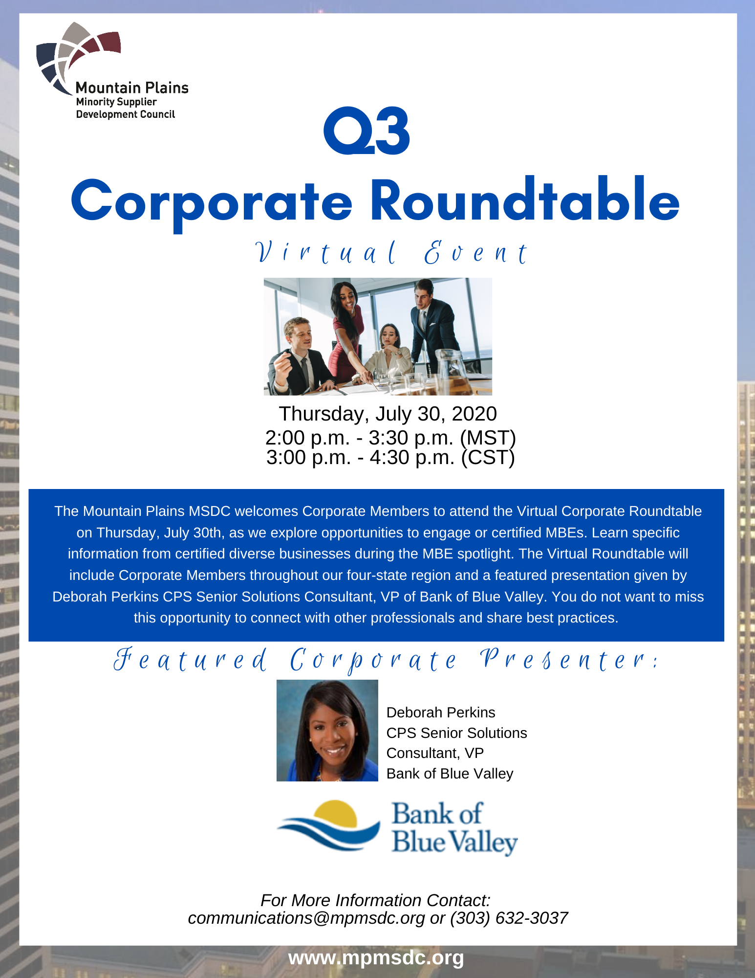 Q3 Corporate Roundtable Virtual Event | MPMSDC